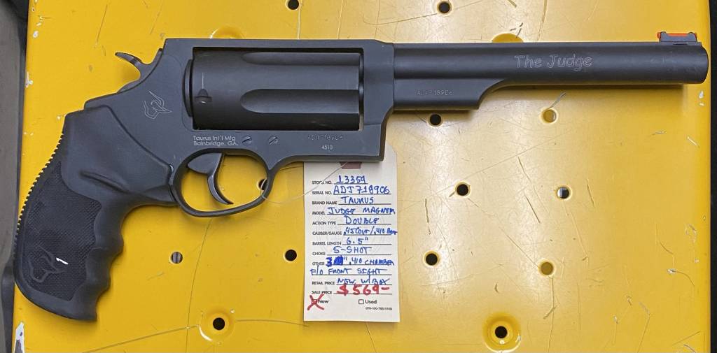 Taurus Judge, .45Colt/.410 bore, 6.5” barrel, double-action revolver ...